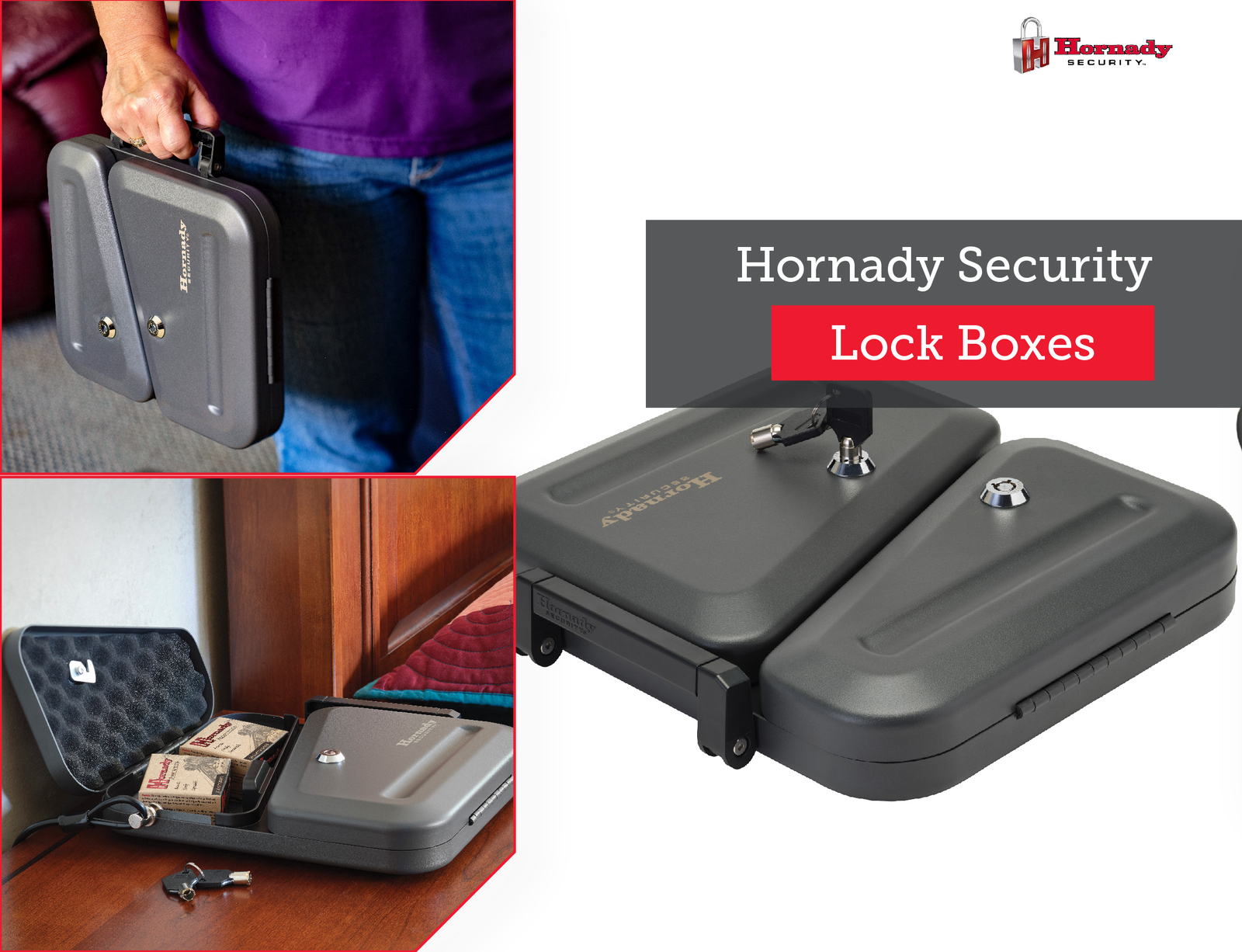Hornady Dual-Lid Gun Lock Box - 2 Compartment Portable Lock Box | eBay