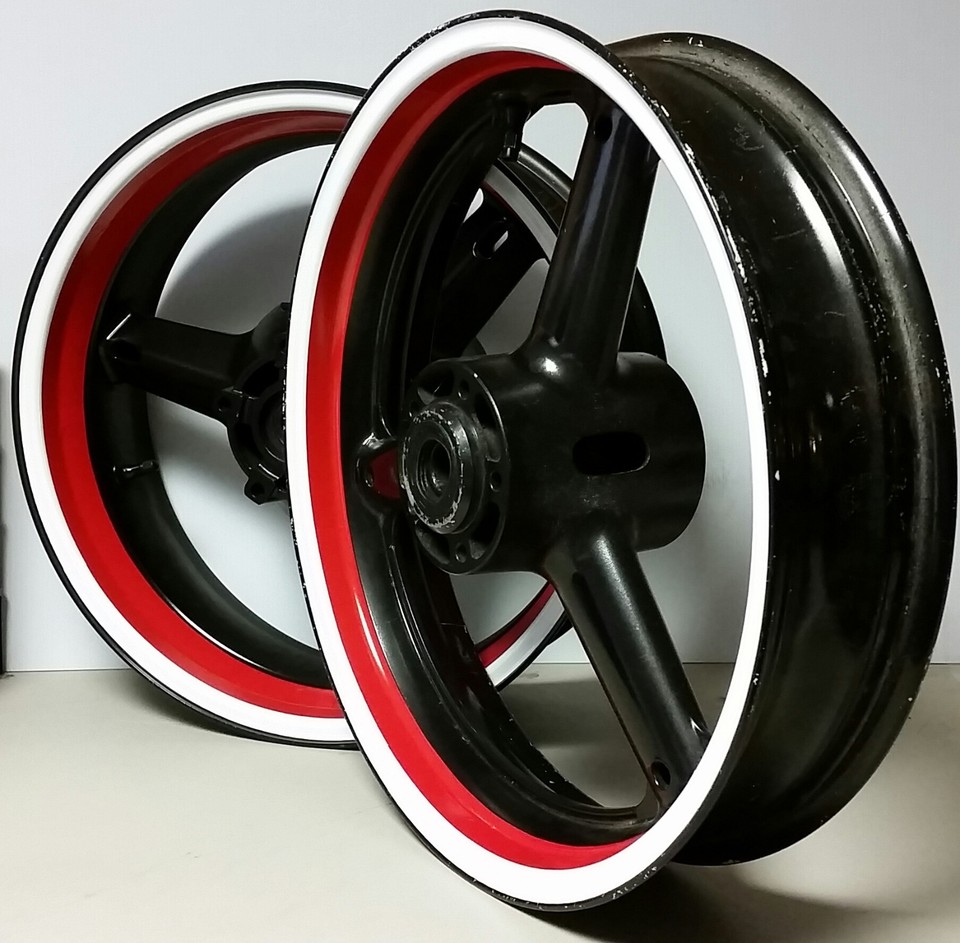 RED WHITE CUSTOM INNER RIM DECALS WHEEL STICKERS STRIPES TAPE GRAPHIC ...