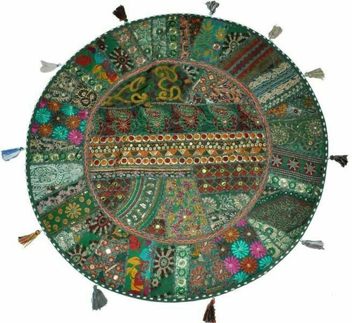 Indien Sol Rond Coussin Housse Oreiller Coton Fait Main Patchwork ...