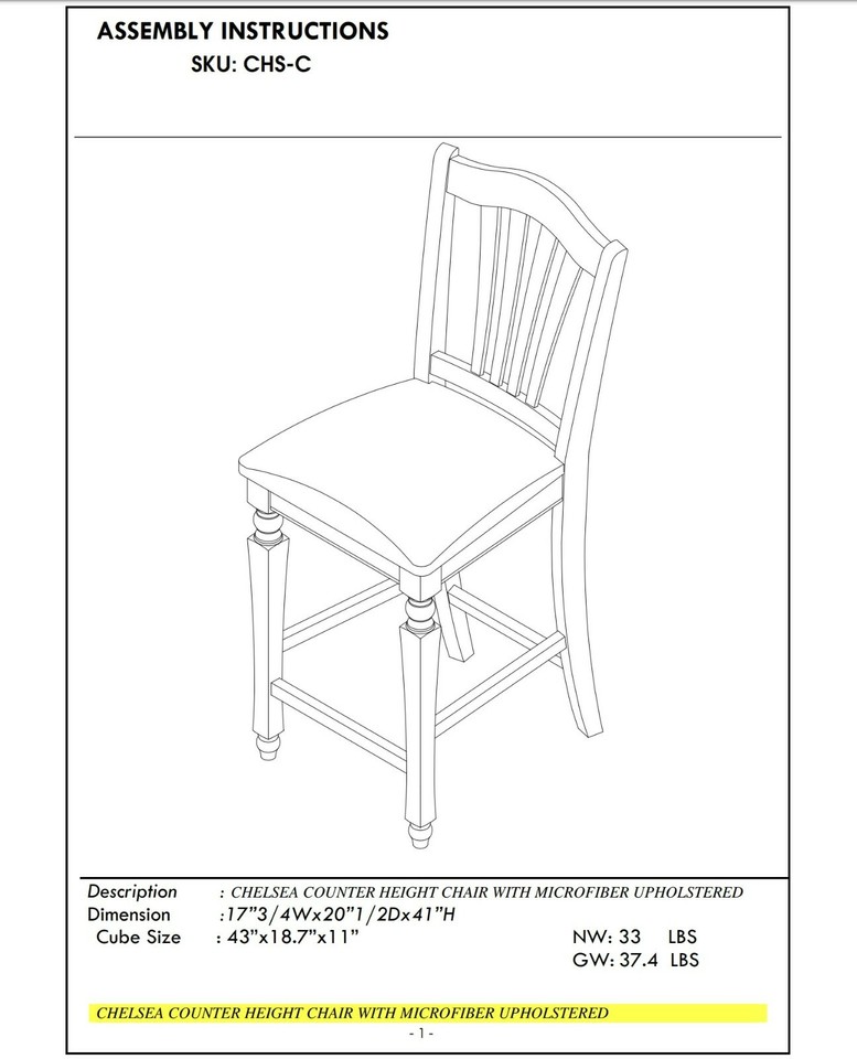 Set of 2 Chelsea kitchen counter height chairs with fabric padded seat ...