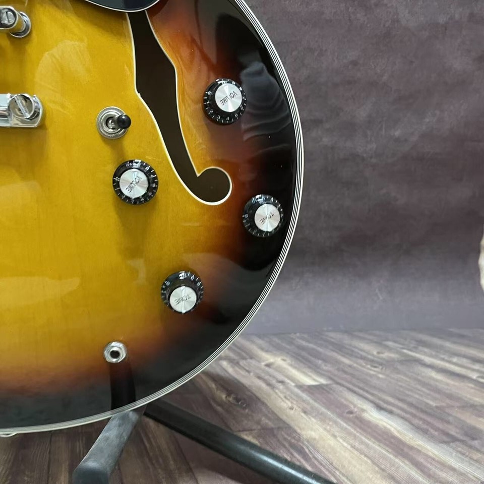 Custom ES-335 Electric Guitar Semi-Hollow Body Caramellato sunburst ...