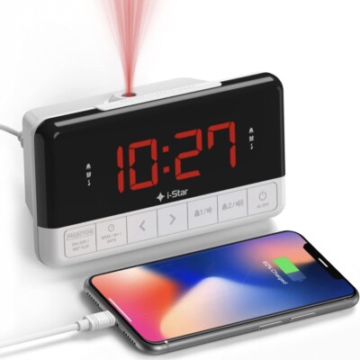 i-Star Alarm Clock with Projection - dual Alarm with Snooze and Sleep ...