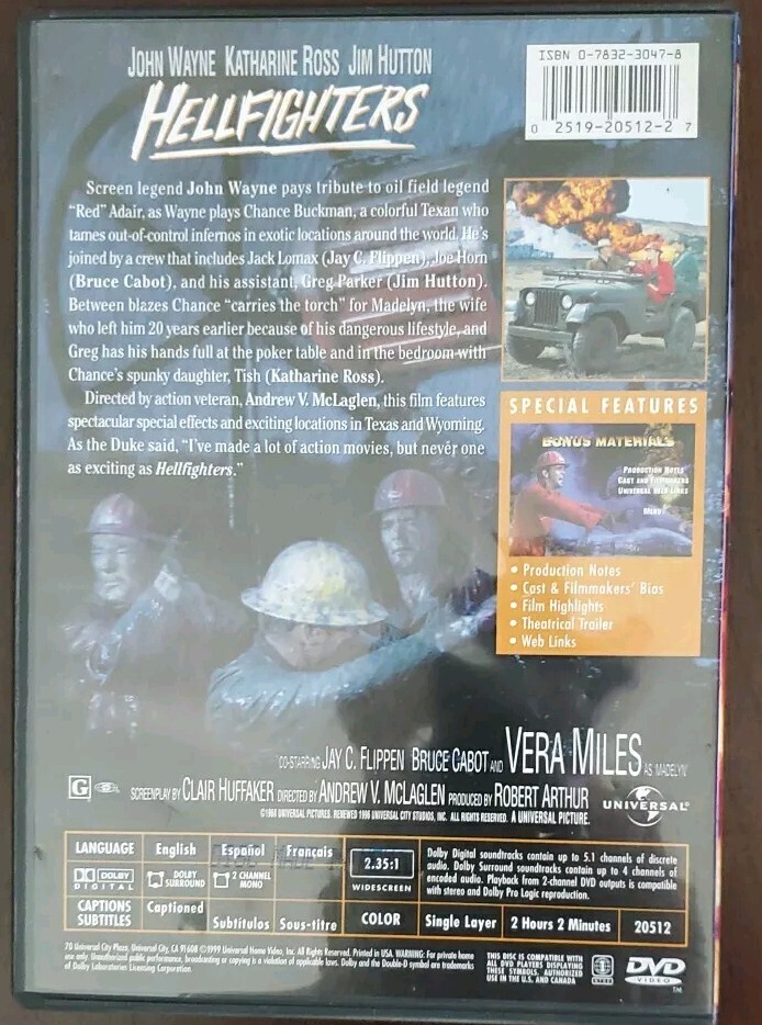 Hellfighters (1968) DVD 1999 Widescreen John Wayne Jim Hutton Katherine ...