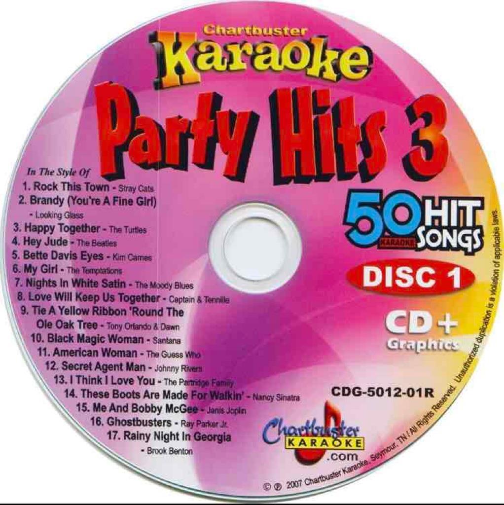 CHARTBUSTER PARTY HITS KARAOKE CDG DISC CD+G 5012-01 OLDIES POP ROCK CD ...