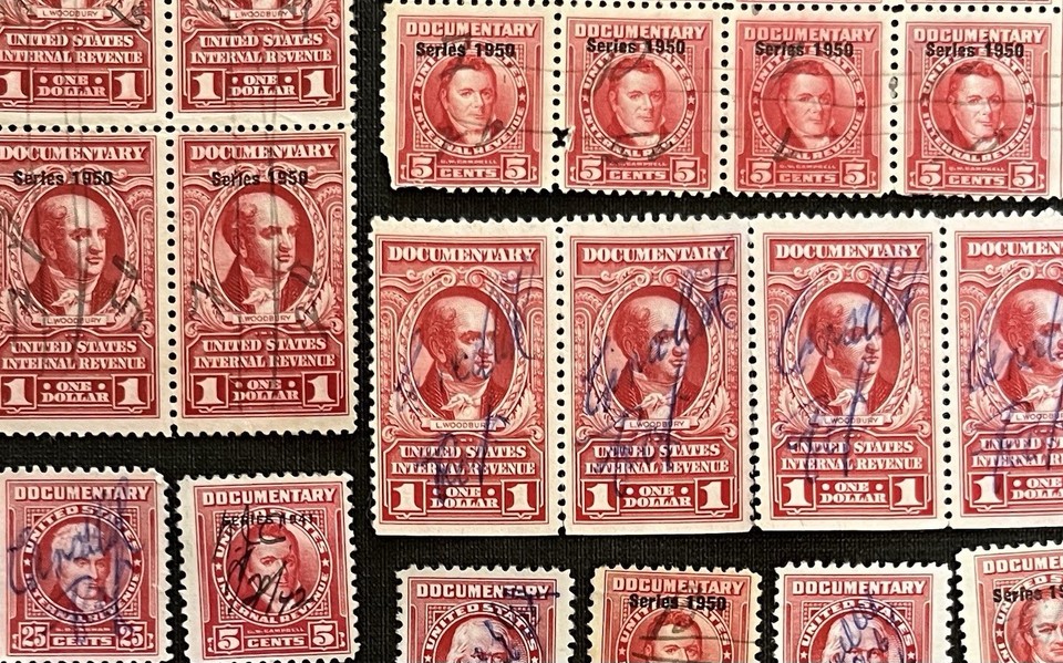 USA - Lot Of 44 Red Revenue Stamps - Various Date And No Dates - Some ...