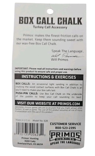 Primos Box Call Chalk "Red" 3 Stick Pack+Case #628 Turkey Hunting ...