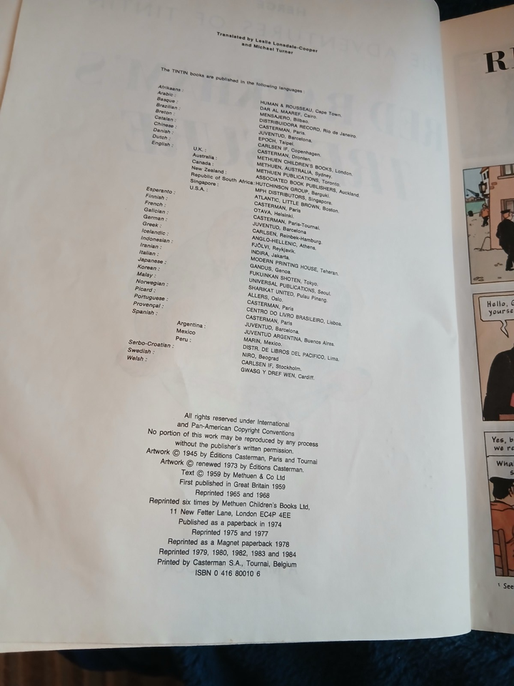 HERGE ADVENTURES OF TINTIN Book - Red Rackham's treasure (19) | eBay UK