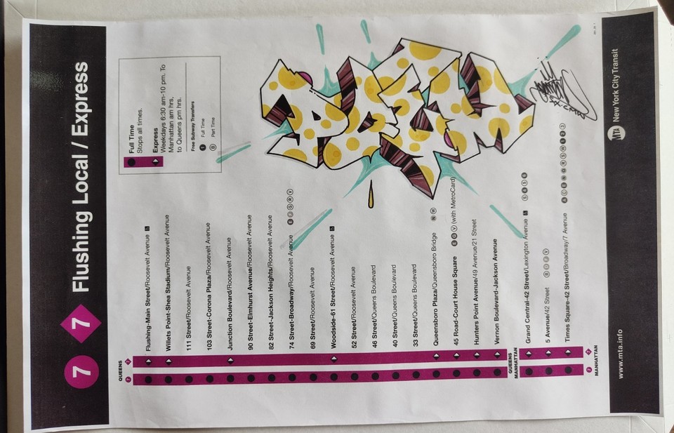 POEM Sketch Drawing on NYC MTA poster 43x28cm Seen/Cope2/Sonic/Ghost ...