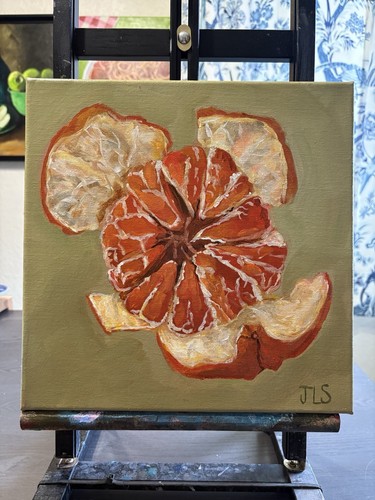 Orange Painting 12 x 12' Still Life by Jane Sayers, W/COA, Not A Print ...