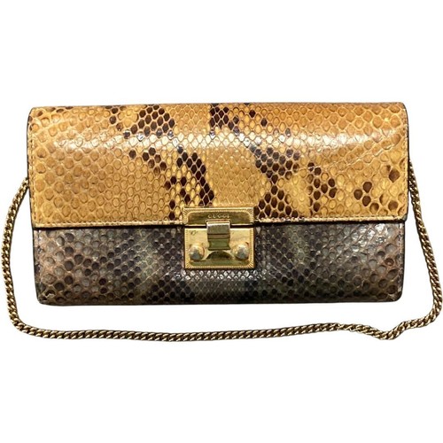 c65 GUCCI Chain Wallet Snake Pattern Python 2way Leather | eBay