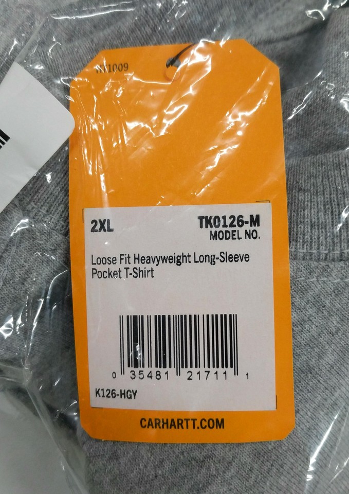 Lot of 5 NEW Carhartt 2XL Loose Fit Heavyweight Longsleeve T-Shirt K126-HGY Gray | eBay