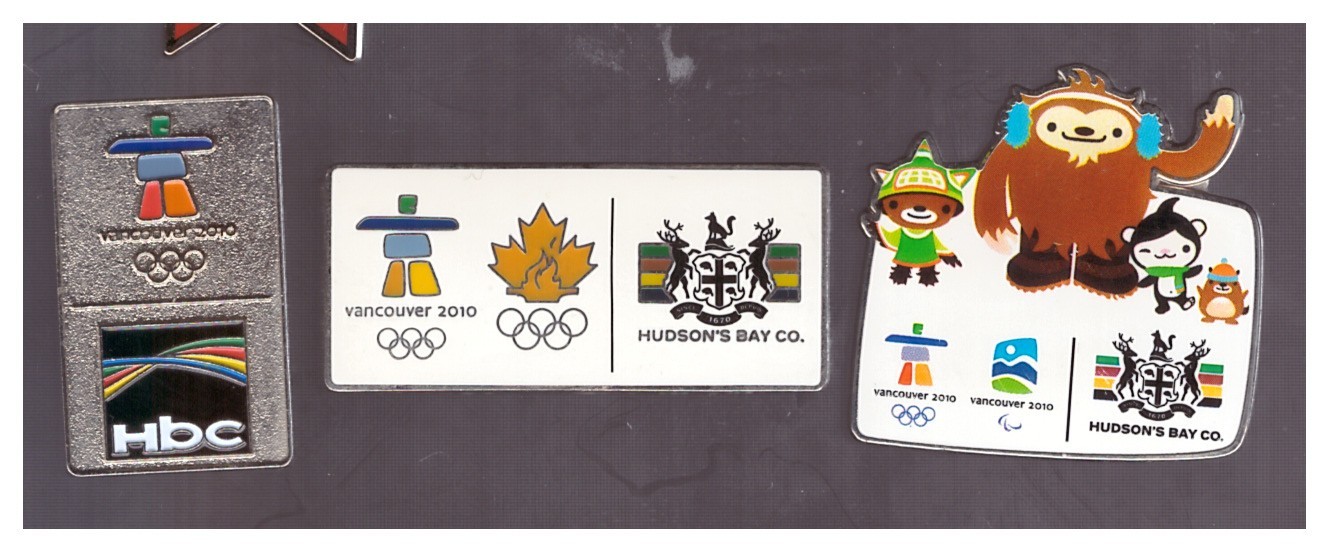 Vancouver 2010 Olympics pins: 3 diff. HBC Bay | eBay