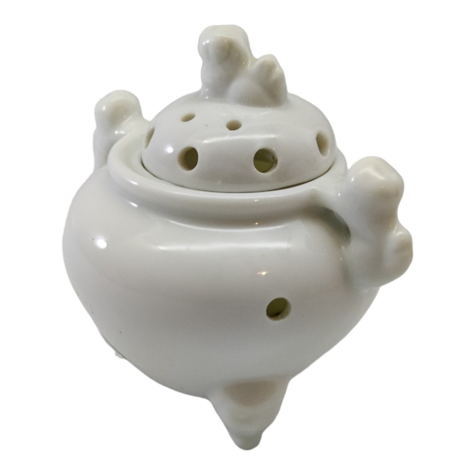 Vintage Japan Small White Porcelain Foo Dog Incense Burner | eBay