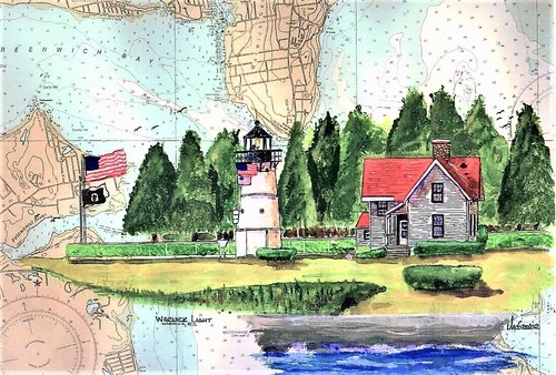 WARWICK NECK LIGHTHOUSE Art Print Narragansett RI Rhody light Coast ...