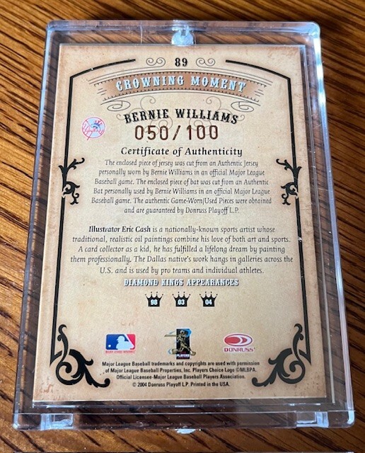 2005 Donruss Diamond Kings Dual Relic #89 Bernie Williams Yankees 050/ ...