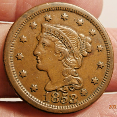 1853 LARGE CENT BRAIDED HAIR NICE HIGH GRADE TYPE COIN S-1038-B | eBay