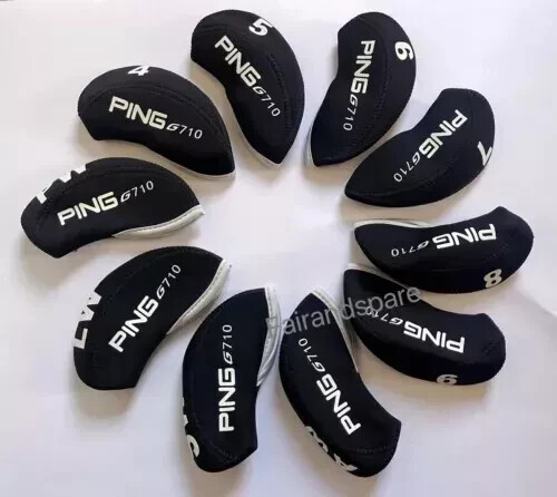 Black Ping G710 Neoprene Golf Iron Covers Headcover 10Pcs Quality UK ...