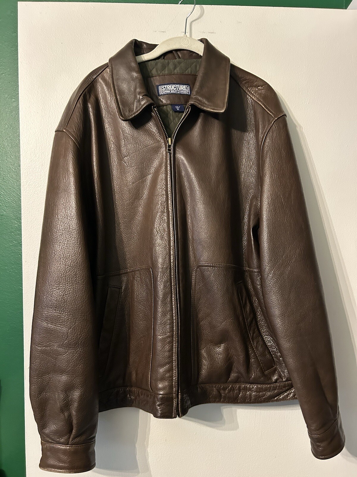 Vintage Structure Leather Coat Heavy Quilt Lined Men’… - Gem