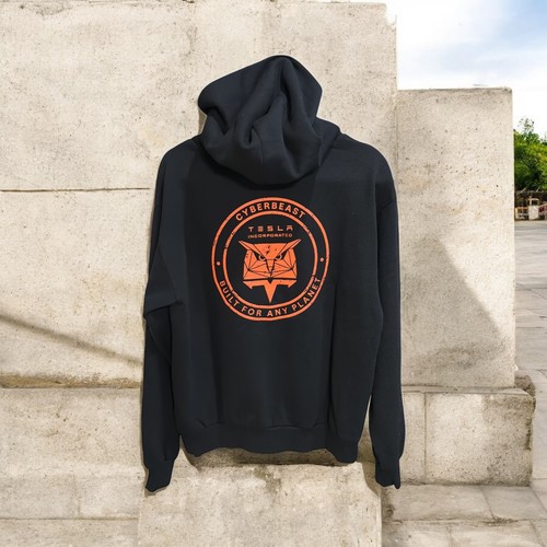 Tesla Cyber beast black hoodie sweater, owl logo w/ kangaroo pocket ...