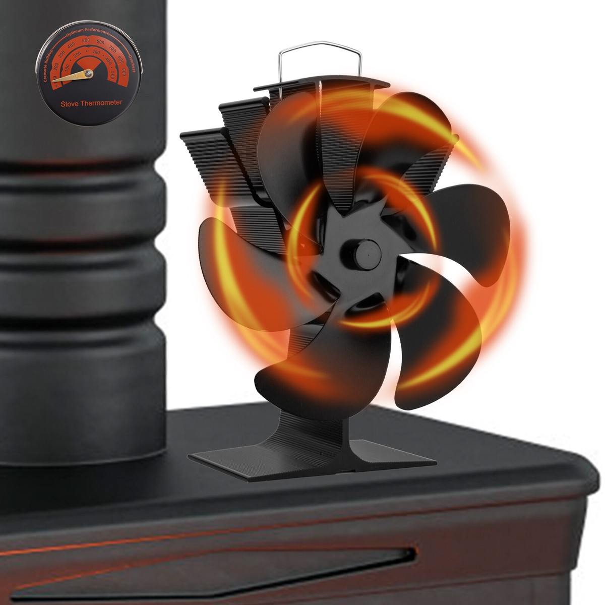 Heat Powered Stove Fan 6 Blades Fireplace Fan Thermal Power High ...