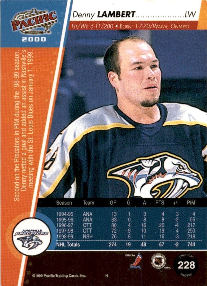 1999 Pacific #228 Denny Lambert Excellent | eBay