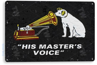 TIN SIGN His Master's Voice Wall Art Metal Décor Theater Music Bar ...