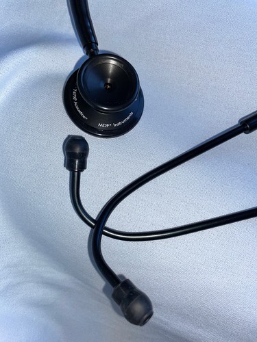 MDF Acoustica Deluxe Lightweight Dual Head Stethoscope - BLACK EDITION ...