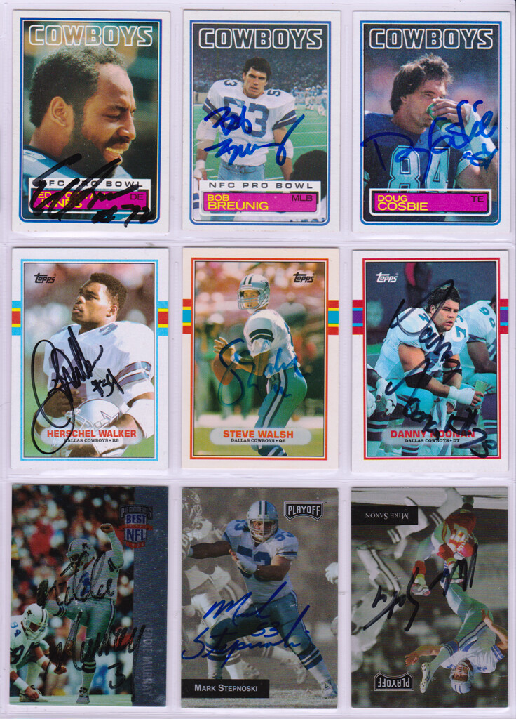 SIGNED DANNY NOONAN 1989 TOPPS FOOTBALL CARD AUTOGRAPHED DALLAS COWBOYS ...