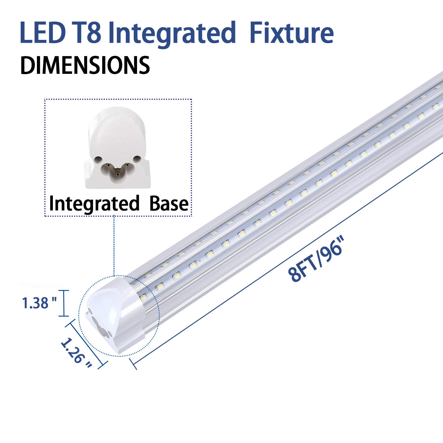 12 Pack T8 8FT 8' Led Tube Light Bulbs 72W 8Foot Led Shop Light Fixture ...