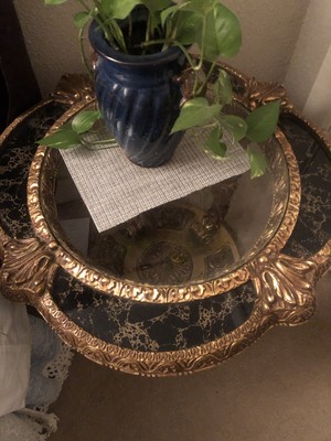 ANTIQUE MID CENTURY ROUND GOLD LEAF TABLE | eBay