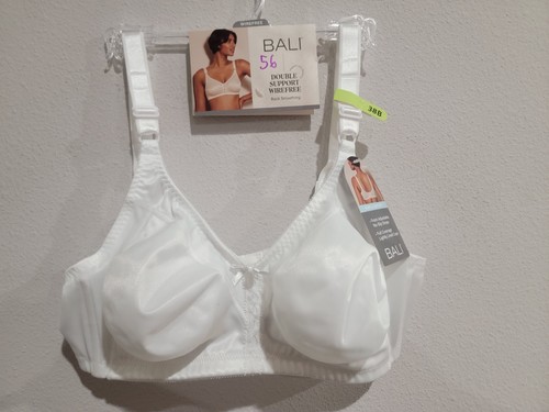 BALI 38B White Satin Double Support Wirefree Womens Full Coverage Bra ...