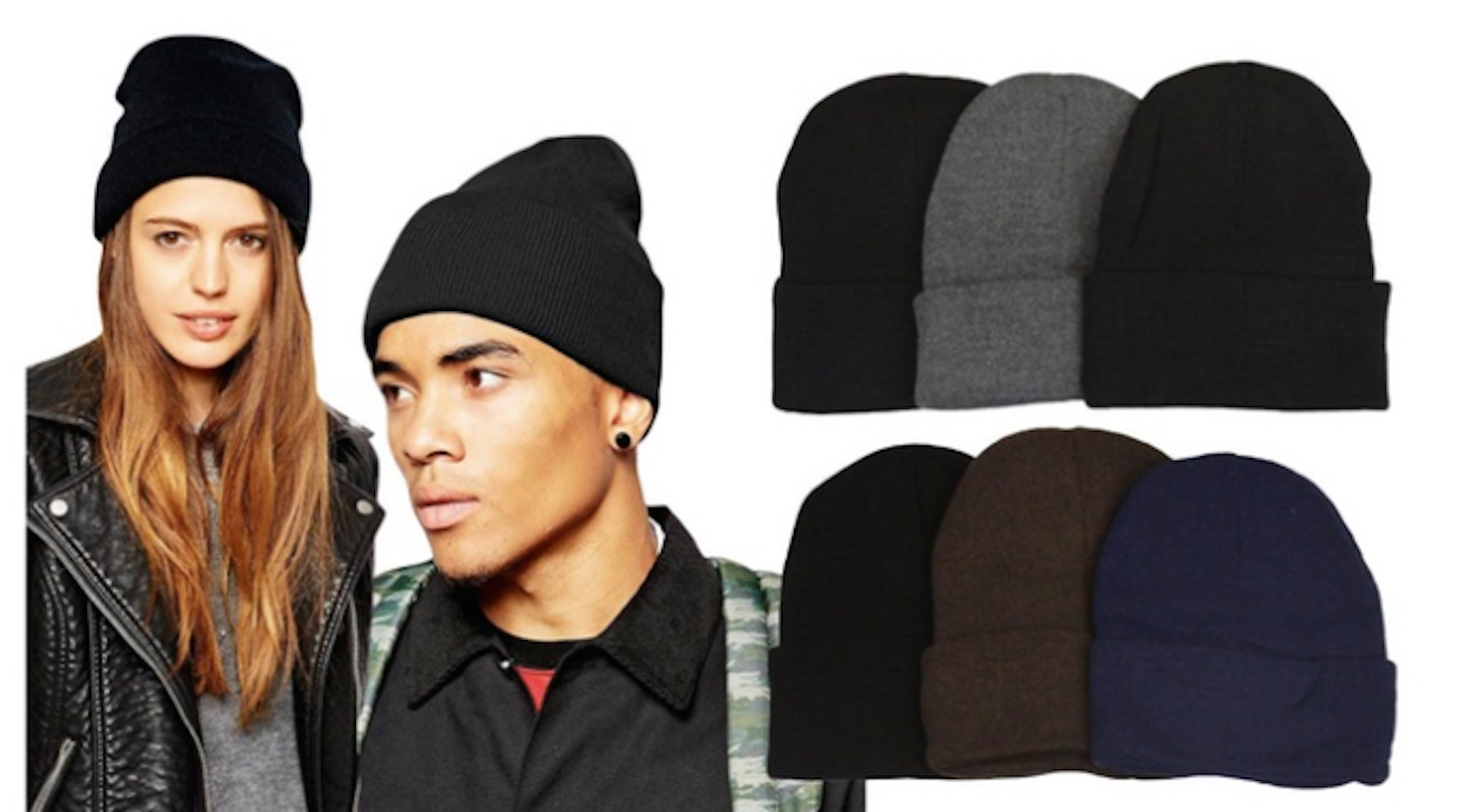1, 3, or 6 Winter Warm Knit Beanie Ski Caps Mens Womens Hats Lot Solid ...
