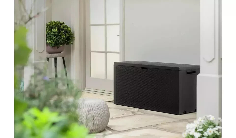 Keter Extra Large Waterproof Garden Storage Box Outdoor Bench Lockable ...