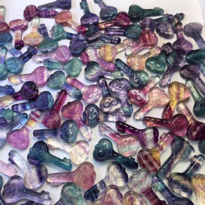 3pcs Natural fluorite mini carved key quartz crystal reiki healing | eBay