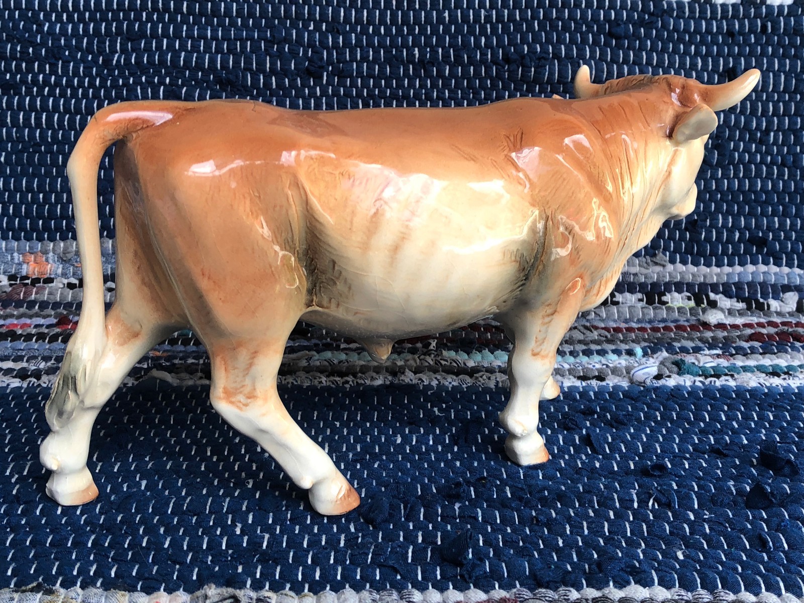 Vintage Rare Painted Ceramic Large Farmyard John Beswick Cattle Bull ...