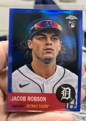 2022 Topps Chrome Platinum Jacob Robson Rookie Blue Prism #374 Detroit ...