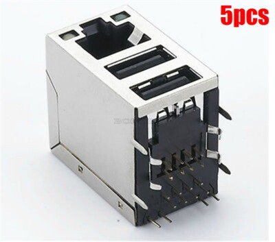 5Pcs Usb Connector USB/RJ45 Combo USB+2 Led RJ45 Jack New Ic ny | eBay