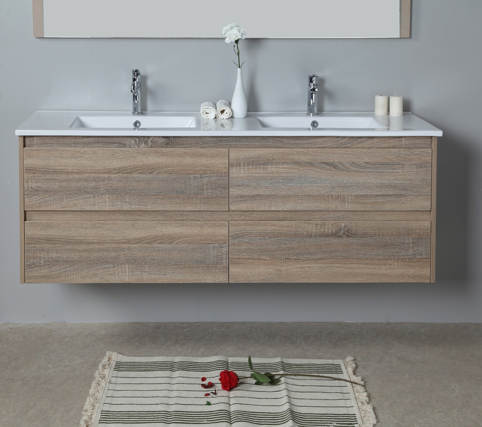 1500 mm Bathroom Vanity Cabinet Unit Timber Wood Grain Finish Melamine ...