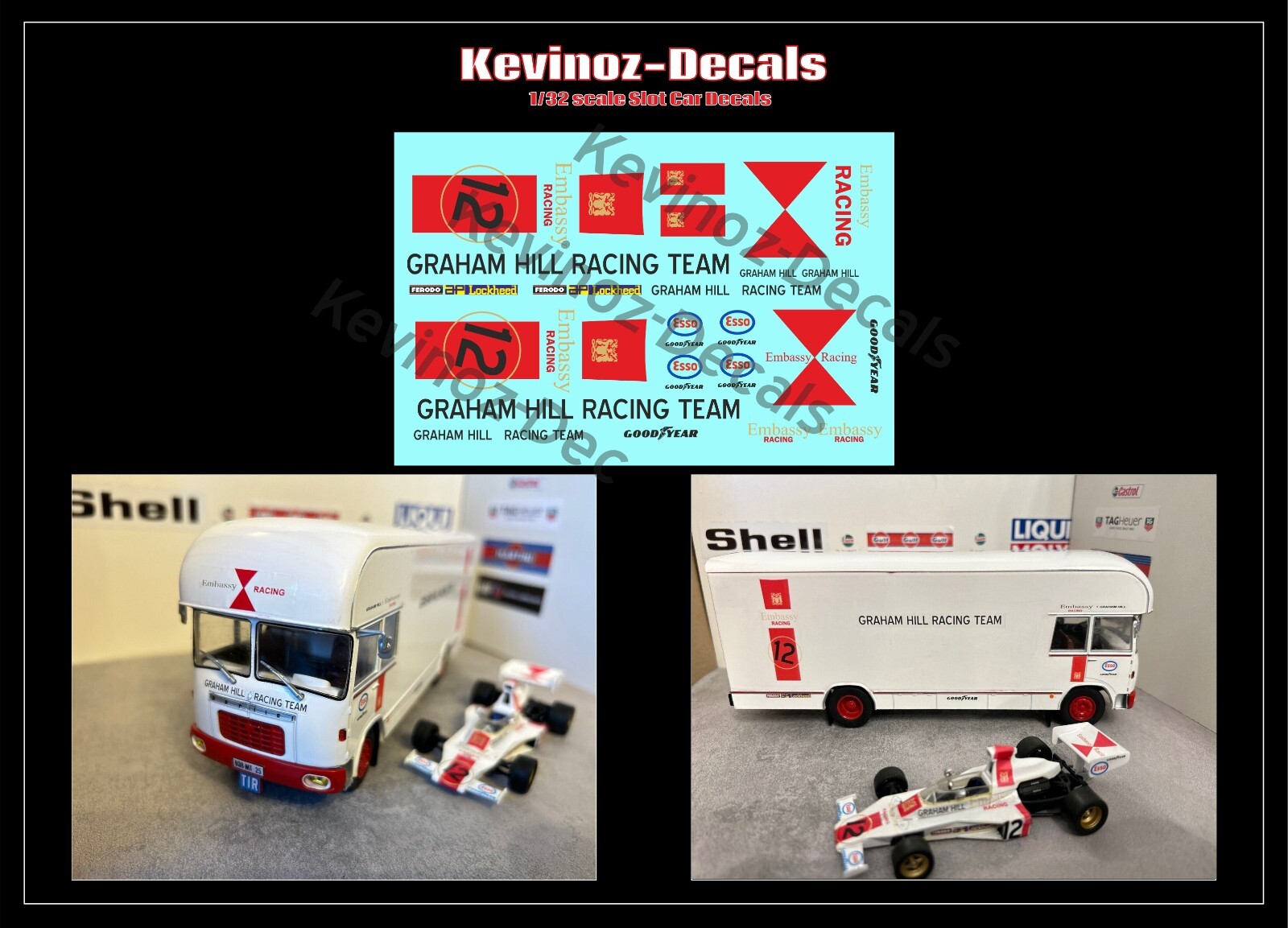 1/43 scale Decals for Embassy Graham Hill Racing Transporter | eBay