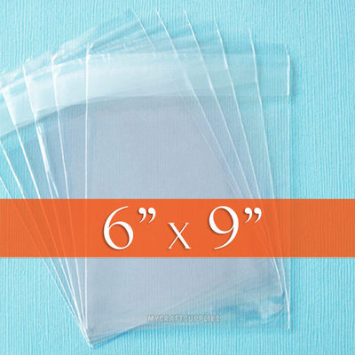 100 Clear Cello Bags, 6x9 inch Resealable Cellophane OPP Poly Sleeves ...