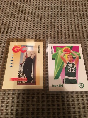1991-92 SkyBox Card #12 Larry Bird Card And Magic Johnson GQ 1991 #323 ...