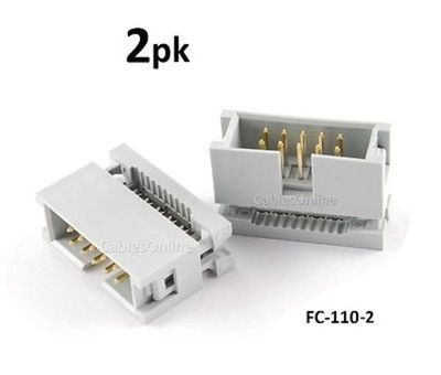 2-PACK 10-Pin Male IDC Flat Ribbon Cable Box Header Connectors, FC-110 ...