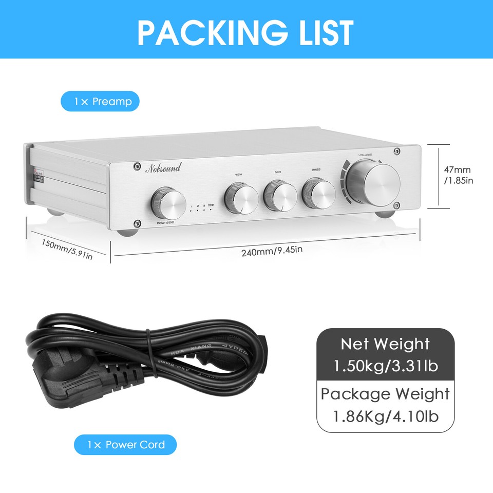 HiFi 3-way Class A Digital Stereo Preamplifier 2.0 Channel Home Audio ...