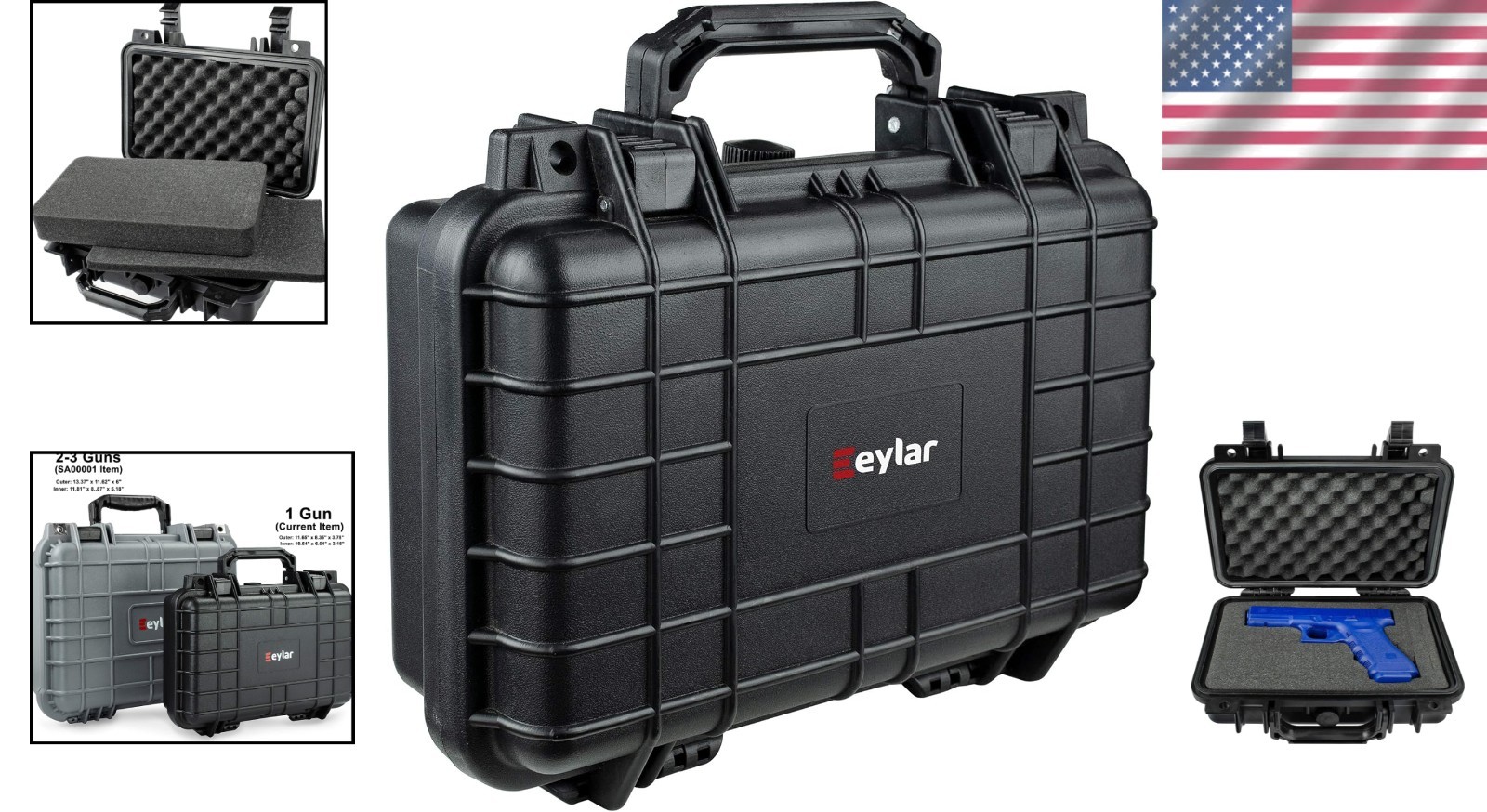 Shockproof Tactical Gun Case with Adjustable Foam for 11.65'' Firearm ...