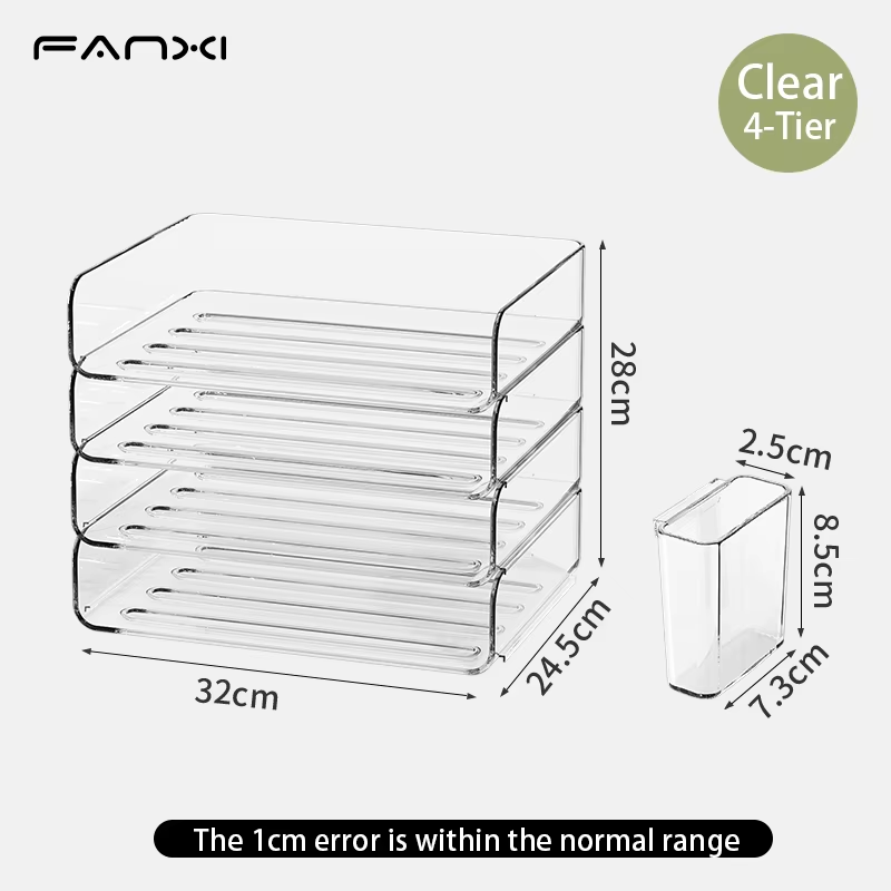 4-Tier Paper Organizer for Desk, Stackable Desk Organizer Paper Tray ...