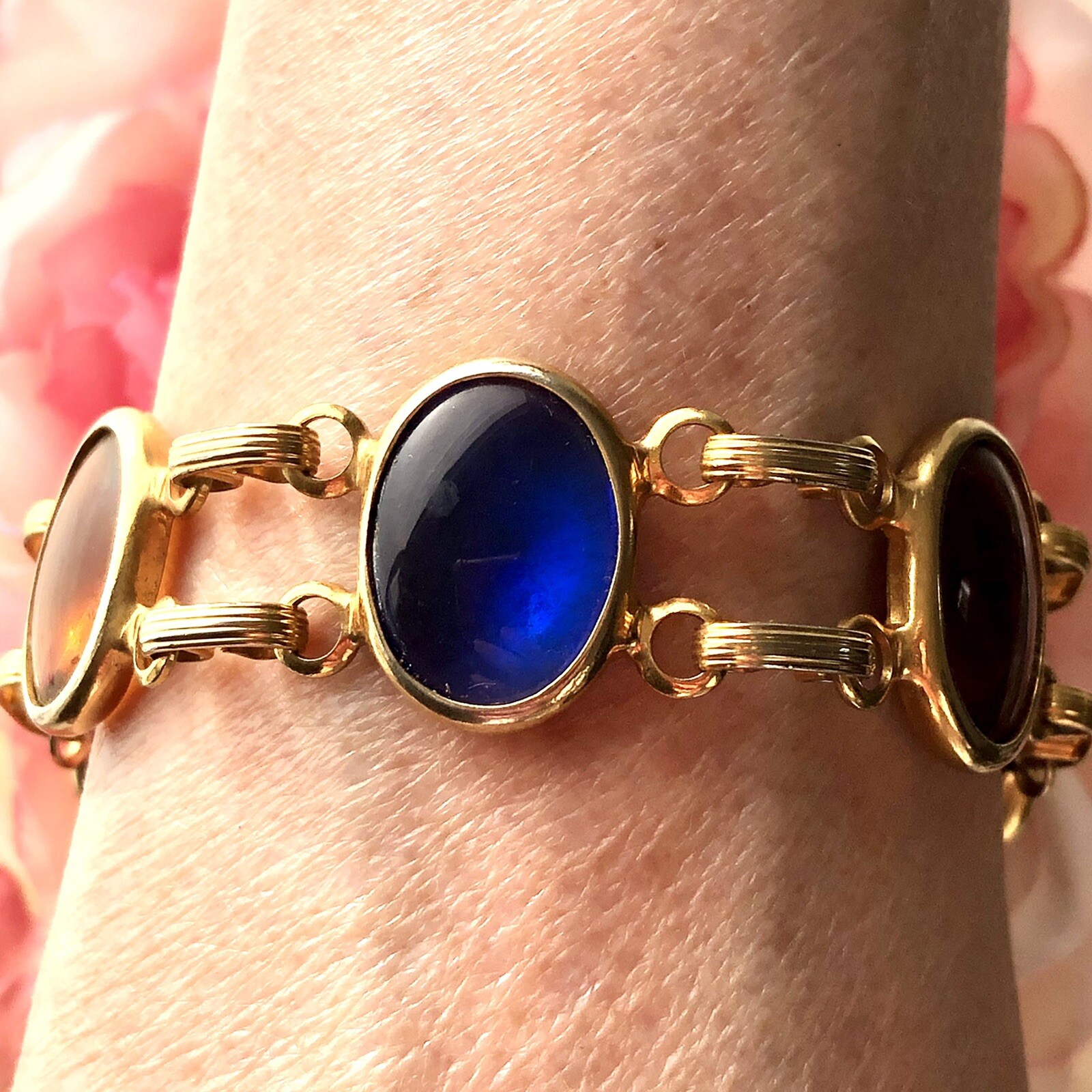 Large Bezel Set Bracelet Candy Color Retro Glam Boho Jewelry Adjustable ...