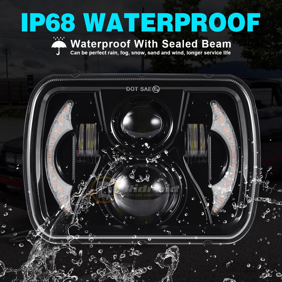For Chevy Corvette C4 1984-1996 5x7 7X6 LED Headlight Halo DRL Hi/Lo ...