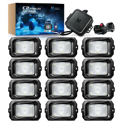 MICTUNING C2 12 PCS RGBW LED Rock Lights, Underglow Underbody Neon ...