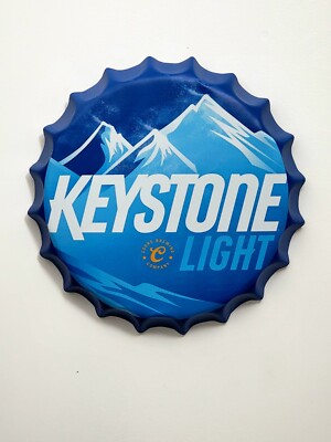 Keystone Light Beer Bottle Cap Metal Sign Man cave Bar Decor Large Beer ...