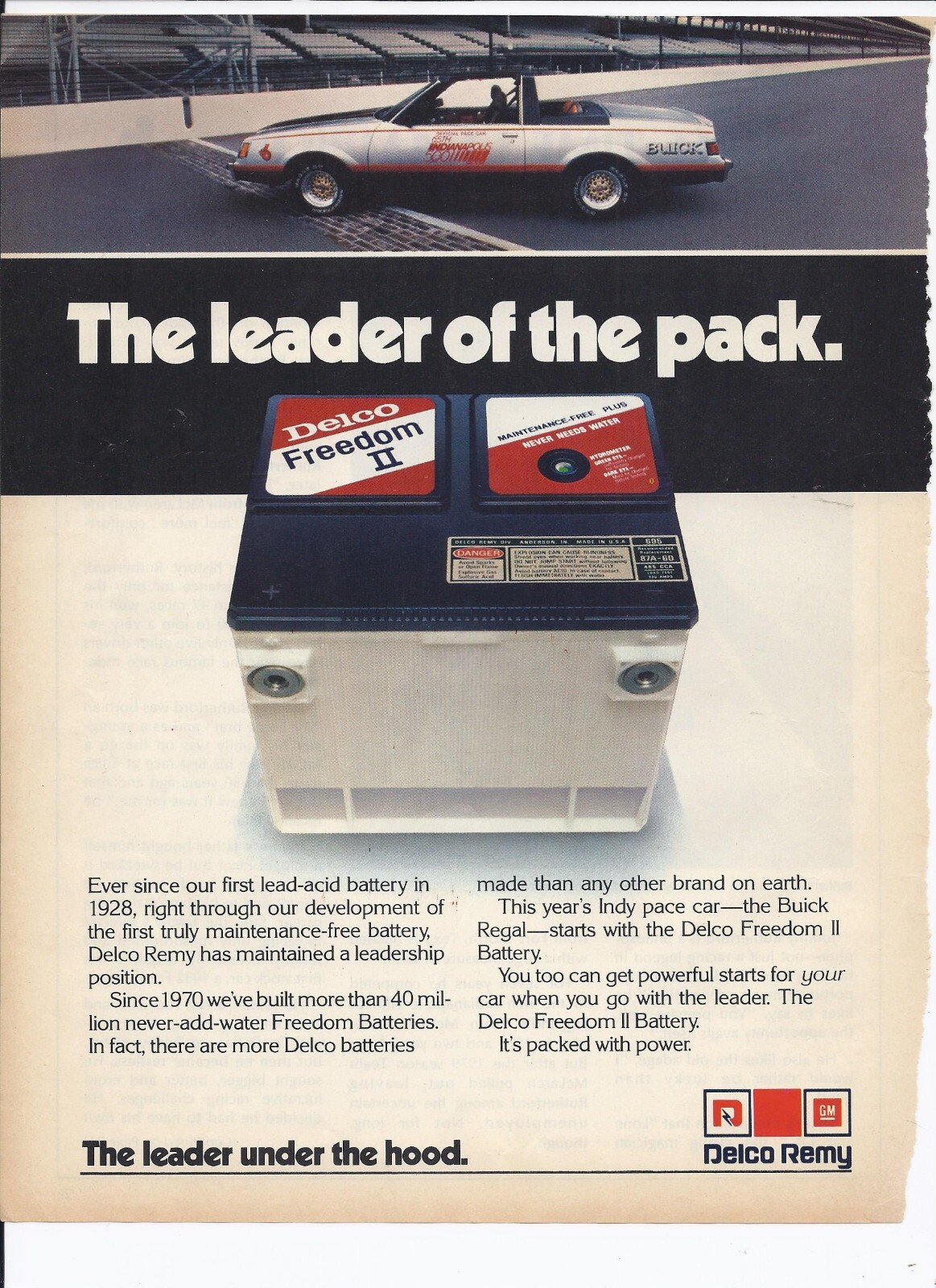 80's Delco Freedom 2 Battery Print Ad Automobile Car Delco Remy 8.5" x ...